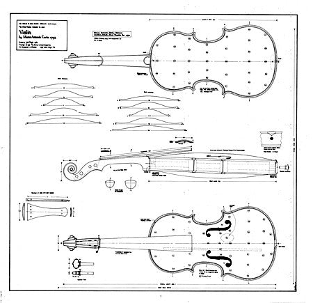 Technical Drawing: Violin, Cerin, 1792 – National Music Museum